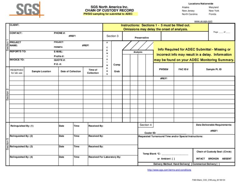 Alaska Drinking Water Long COC - SGS North America