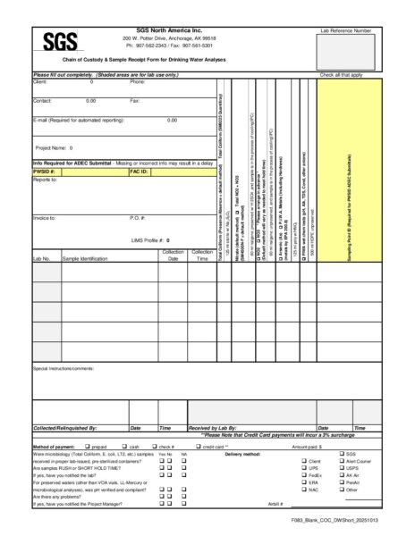 Alaska Drinking Water Short COC - SGS North America