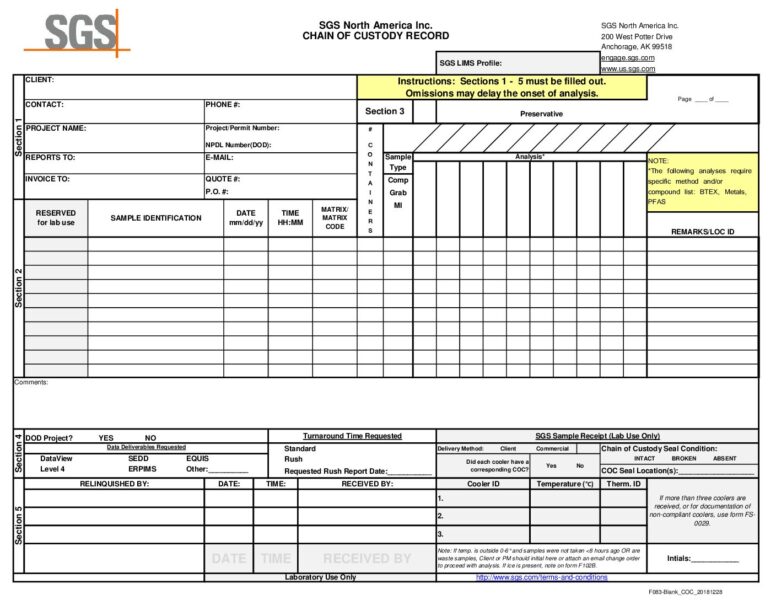 Alaska Standard COC - SGS North America